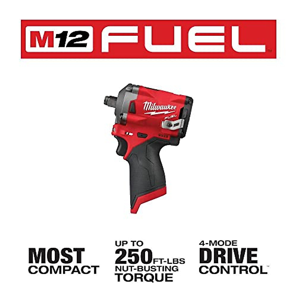 Milwaukee M12 FUEL 12V Lithium-Ion Brushless Cordless Stubby 1/2 in. Impact Wrench (Tool-Only) + Accessory