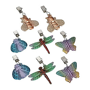 8 Pack Vintage Tablecloth Weights on Clip Hangers,Cast Iron Butterfly Dragonfly Ladybug Tablecloth Pendant for Outdoor Garden Party Picnic Table Covers
