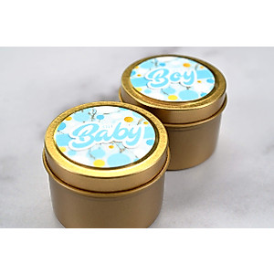 OH Baby - It's A Boy | 1.67 Inch - 48 Stickers | Boy Baby Shower Stickers | Round Baby Shower Labels | Blue and Gold Baby Shower Stickers for a Boy