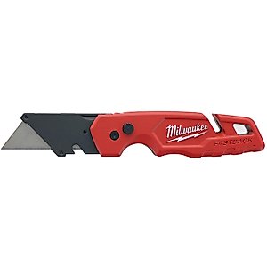 Milwaukee 48-22-1502 Fastback Folding Utility Knife with 5 Blade Storage, Wire Stripping Compartment, and Gut Hook