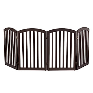 Bonnlo 30'' Tall Free Standing Pet Gate for Dogs, 81” Wide Dog Gates for The House, Doorways & Stairs, Dog Fence Indoor Puppy Gate with 4 Foot Supporters, 4 Panel Doggie Gate, Espresso