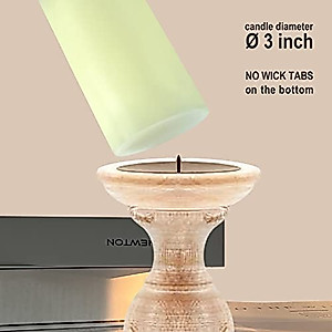 MOZEAL 3" x 4" Hand-Poured Unscented Candle,Dripless Pillar Candle Set of 3,Long Clean Burning,Approx 72 Hours Burn Time,Rustic Country Style,Wedding,Dinner,Christmas and Home Decor,Ivory