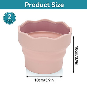 2Pcs Collapsible Paint Brush Washer, Portable Silicone Washing Bucket Brush Holder Cleaner Painting Water Cup for Watercolor Oil Painting(Pink)
