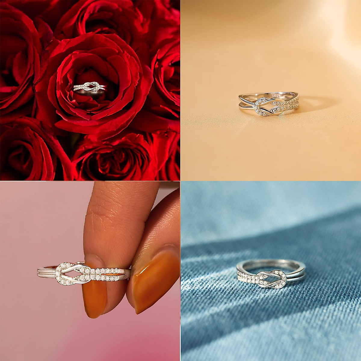 MOROTOLE Forever Linked Grandmother And You Rings,S925 Adjustable Thumb Rings for Women Mother Jewelry Gifts Anniversary Birthday Gifts