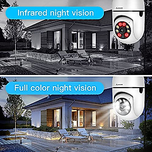 Anakk 360 Light Bulb Security Camera, 2K 3MP Wireless 2.4GHz WiFi Home Surveillance Cameras, Two-Way Audio, Baby and Pet Monitor Indoor/Outdoor, Light Socket Security Camera, Compatible with Alexa