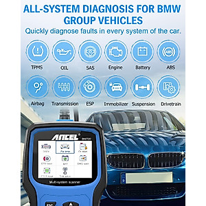ANCEL BM700 Full Diagnostic Scan Tool Fit for BMW with Case, All Systems OBD2 Scanner Car Battery Registration Code Reader with ABS CBS Oil EPB SAS Fuel Pump Reset