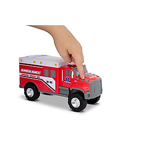 Mighty Fleet Rescue Force 12" Tough Cab Ambulance Toy w/Lights & Sounds, Realistic Design for Rugged Play, Ages 3+, Free Wheeling Play