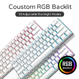 RK ROYAL KLUDGE 60% Mechanical Keyboard RK61 Pro, Wireless Gaming Keyboard Aluminum Frame, BT/Wired RGB Keyboard Bluetooth, PBT 61 Keys Mechanical Keyboard Hot Swappable, Brown Switch, White