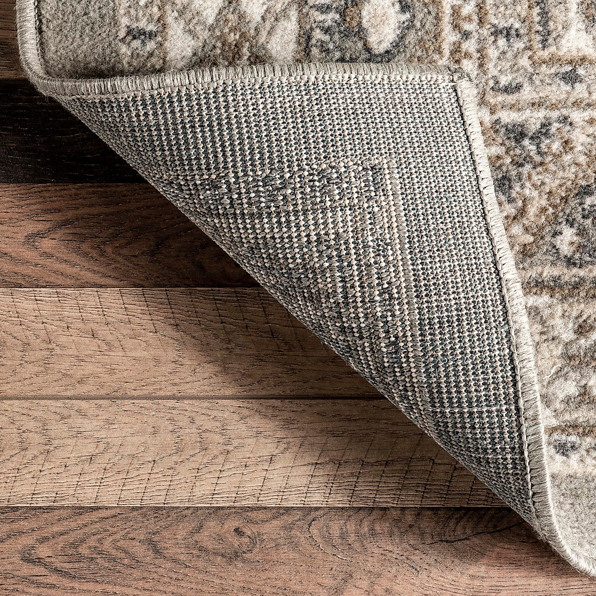 nuLOOM 5x8 Becca Traditional Tiled Area Rug, Taupe, Faded Transitional Design, Stain Resistant, For Bedroom, Dining Room, Living Room, Hallway, Office, Kitchen, Entryway