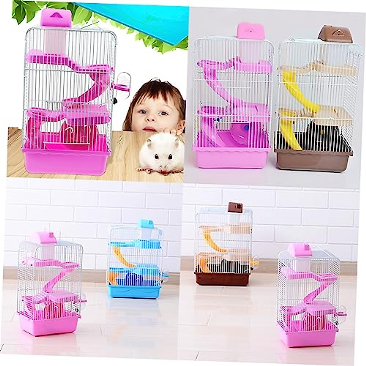 Abaodam Hamster Cage Hamster Cage Villa Cage for Small Pets Pet House Hamster Cage Guinea Pig Pet Cage Small Animals Kitchen Utensils Travel Heighten Pink Chinchilla Cage Pet Cage Pet Cage