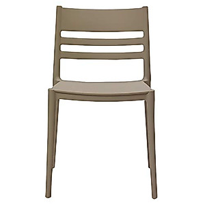 Amazon Basics Dark Beige, Armless Slot-Back Dining Chair-Set of 2, Premium Plastic (Pack of 1)