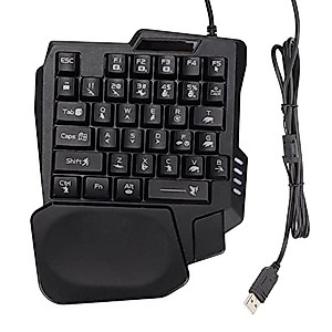 Deryang One-Handed Gaming Keyboard 35 Keys Waterproof Gaming Keyboard Wide Wrist Rest for Mobile Computer Gaming