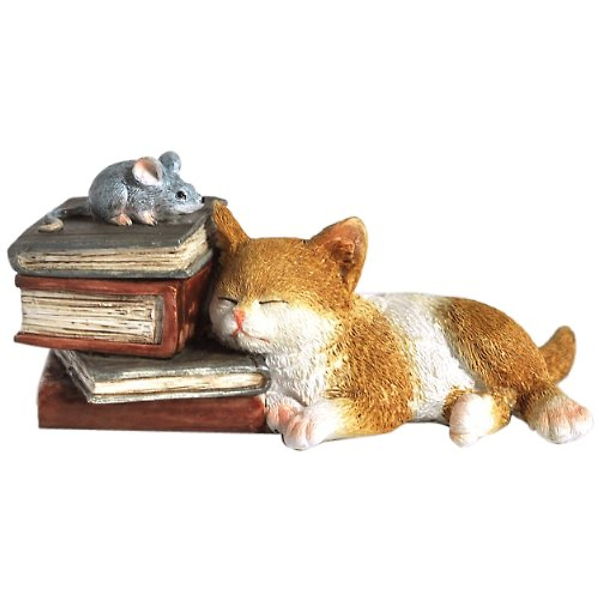 Top Collection Enchanted Story Garden Kitten Napping on Books Trinket Box and Ring Holder Outdoor Decor