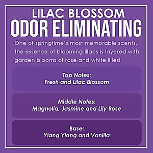 Lilac Blossom Two Pack Odor Eliminating Highly Fragranced Candle - Eliminates 95% of Pet, Smoke, Food, and Other Smells Quickly - Up to 80 Hour Burn time - 12 Ounce Premium Soy Blend