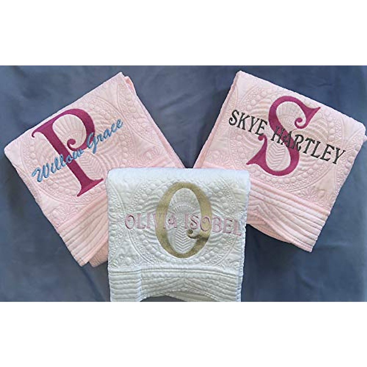 OllieByBeebz Personalized Baby Quilt Baby Blankets Monogrammed Blankets for Kids Baby Blankets for Boys Girls Embroidered Baby Gifts