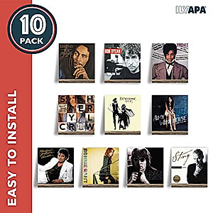 Ilyapa Wood Vinyl Record Shelf Wall Mount, 10 Pack - Espresso Record Album Holder Display Your LP