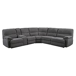 Madrona Burke Lucas Lunar Gray Full Sleeper Sectional Recliner Loveseat with Power Controls and Dual USB Ports