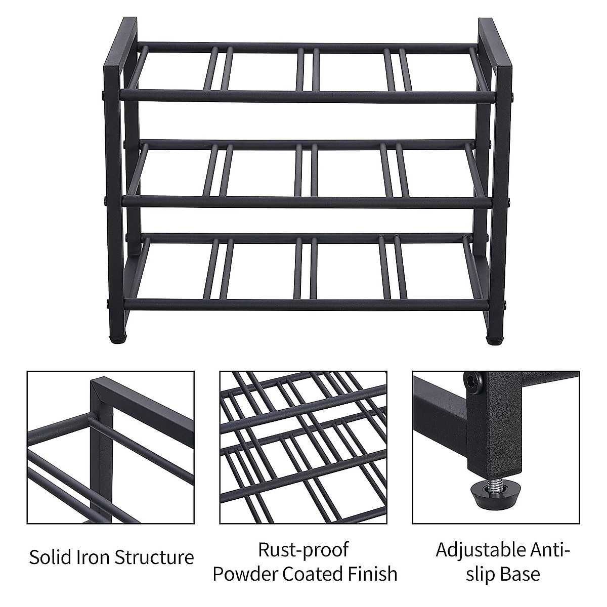 Honiter 12 Bottle Wine Rack Countertop, Storage Wine Rack Freestanding Floor, Display Storage Wine Rack, Industrial Metal Wine Shelf Organizer for Cabinet Tabletop Bar Cellar, Black