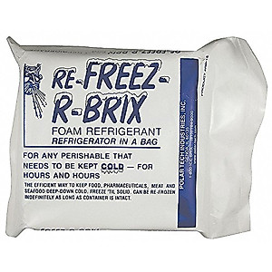 Polar Tech - RB 15 RB15 Re-Freez-R-Brix Foam Refrigerant Pack, 4-1/2" Length x 4" Width x 1-1/2" Thick (Case of 6)