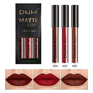 3Pcs Dark Black Blue Purple Matte Lipstick Sets, Matte Lipstick Lip Stain Waterproof Lip Gloss Gift Set Matt Lipsticks Set Matt Liquid Makeup Lipstick Kit 07