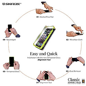 Sahara Case iPhone 7 Plus Case, Protective Kit Bundled with [ZeroDamage Tempered Glass Screen Protector] Rugged Slim Fit Shockproof Bumper [Hard PC Back] Protection for 7 Plus ONLY - Aqua Teal