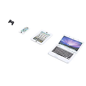 LZQINXUN 4 Pack Dollhouse Accessories,Toy Laptop,Phone,Mini Tablet and Gamepad,Scene Simulation for Doll 1/6 1/12 Scale,Miniature Toys Accessories (White)