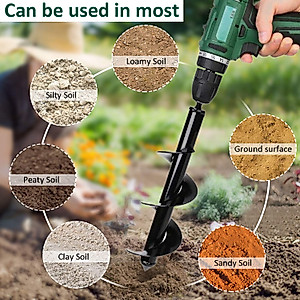LIKYUU Auger Drill Bit for Planting, Garden Auger Spiral Drill Bit for Flower Bulbs& Bedding Planting, Umbrella Holes Digging, for Most 12inchx3.6inch and 8.9inchx2.1inch Drive Drill