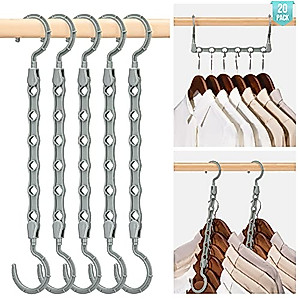 HOUSE DAY Space Saving Hangers for Clothes 10 Pack, Magic Hangers Multi Hangers Organizer, Closet Organizers and Storage System Closet Space Saver Hangers, Collapsible Hangers for Clothes, Gray