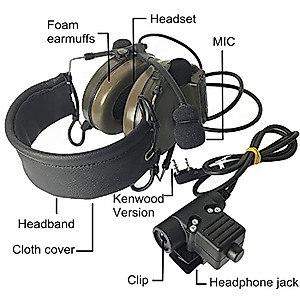 【Z-TAC Official Store】 ZTactical Comta III Headsets（Z051-FG）+ U94 zPTT Kenwoo Push-to-Talk（Z113KEN） Noise Reduction Headphones WalkieTalkie Dual zPTT for Military Radio