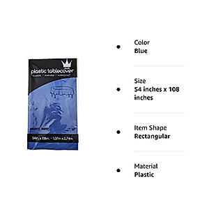 Royal 7 Pack of:3 Plastic Table Cloth 54 x 108, Plastic Party Table Cover, Reusable Plastic Table Cloth, Disposable Rectangular Table Cover (Blue, 3)