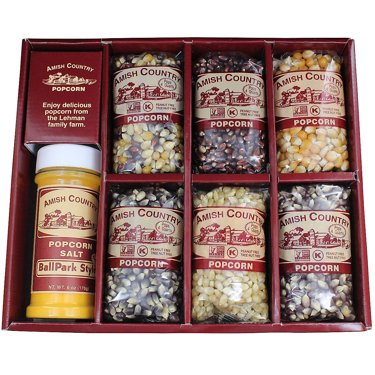 Amish Country Popcorn | Popcorn Kernel Variety Set with ButterSalt | 6-4 oz Bags | Old Fashioned, Non-GMO and Gluten Free