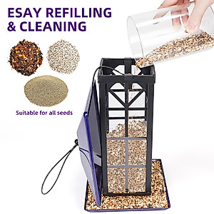 Metal Bird Feeder,Wild Bird Feeders for Outside Hanging 4LB Large Capacity,Thickened Metal Wild Bird Feeder for Finch Cardinal Chickadee,Weatherproof and Durable,Gifts for Bird Lovers Christmas