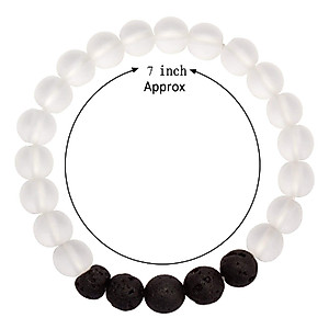 YISSION Essential Oil Bracelets Lava Rock Stone Matt Semi Precious Gemstone Bracelet for Man Women Stretch Anxiety Bracelet Set for Work School Yoga Gifts
