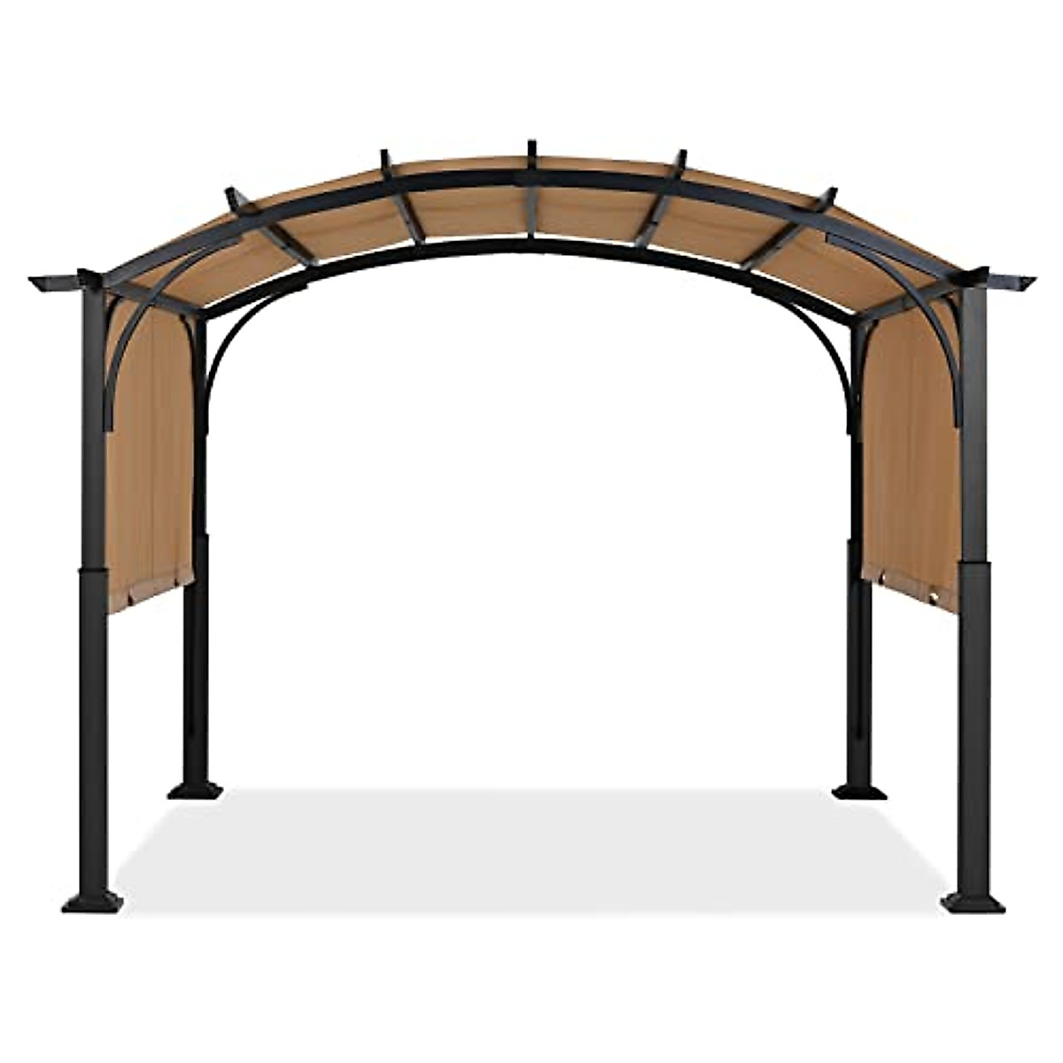 ABCCANOPY Outdoor Pergola 10'x10', Arched Patio Pergola with Retractable Sun Shade, Beige