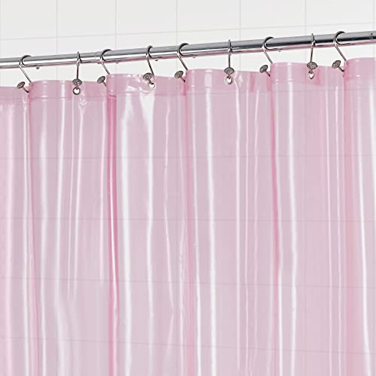 Shower Curtain Liner - Premium Clear Pink PEVA Shower Liner with 3 Magnets and Metal Grommets, Waterproof Lightweight Plastic Standard Size Shower Curtains for Bathroom - Translucent Pink