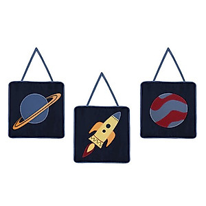 Sweet Jojo Designs Planet Saturn Rocket Ship Wall Hanging Accessories for Space Galaxy Bedding Set