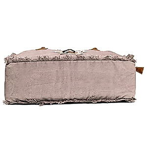 Ruzioon Upcycled Canvas Hand Bag, Upcycled Canvas & Cowhide Leather Tote Bag, Canvas Tote Bag for Women, Radiant Canvas Shoulder Bag