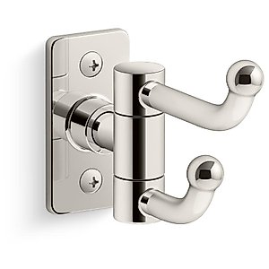 Kohler K35927-SN Castia by Studio McGee Double Hook Robe Hook Vibrant Polished Nickel