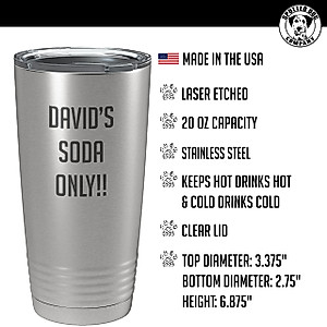 Personalized 20oz (17 Colors) Insulated Stainless Steel Tumbler Cup with Lid, Custom Etched, Customized Engraved Father’s Day Gift Idea for Women Men Her Him, Halpert Monogram Initial Name (Stainless)