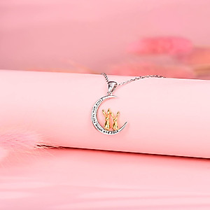Distance I Love You to The Moon and Back Necklace for Women,925 Sterling Silver Easter Bunny Rabbit Necklace Jewelry Gifts for Women Mom Daughter Wife
