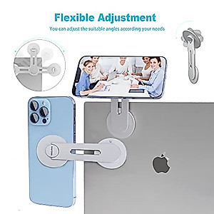 WeLohas Magnetic Phone Holder for Laptop,Continuity Camera Mount for iOS 16/macOS 13 Ventura,Suitable for iMac,Desktop Computer,Tesla Model 3/X/Y/S & iPhone 14/13/12,Adjustable Laptop Phone Holder