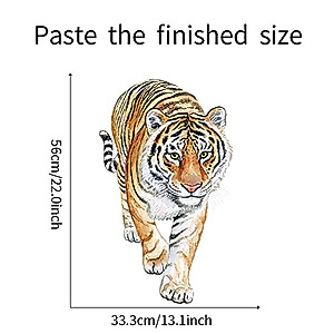 ROFARSO Lifelike Cool Tiger Jungle Animal Wall Stickers Removable Wall Decals Art Decorations Decor for Bedroom Living Room Murals