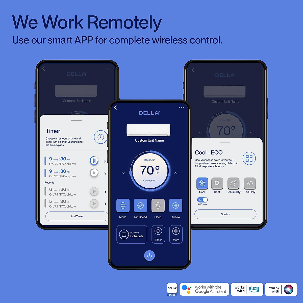 DELLA Motto Series 18000 BTU Wifi Enabled Mini Split 19 SEER2 Cools Up to 1000 Sq.Ft, 208-230V, Works with Alexa, Air Conditioner & Heater with Pre-Charged Heat Pump (R32 Refrigerant)