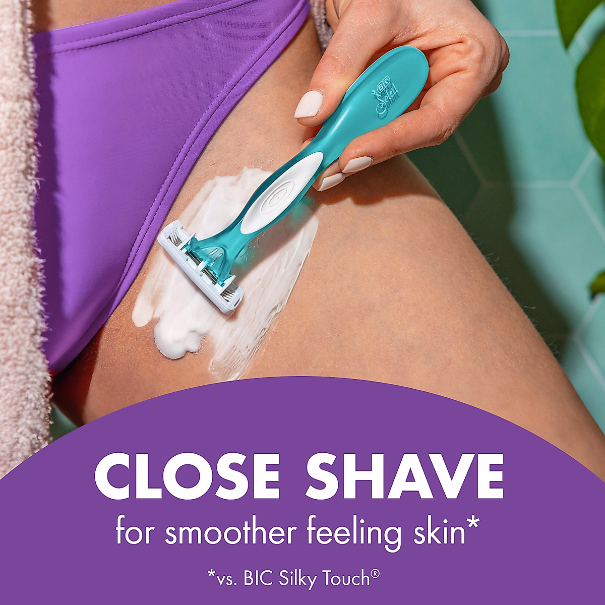 BIC Soleil Escape Women's Disposable 4-Blade Razors, Bikini Line Razor with Lavender & Eucalyptus Scented Handles, 12-Pack