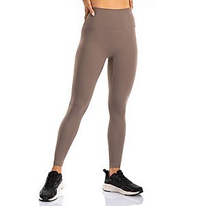 Ukaste Women's Studio Essential High-Rise Yoga Leggings 25" - Soft Stretch Workout Active Tights Pants (Desert Taupe, 6)
