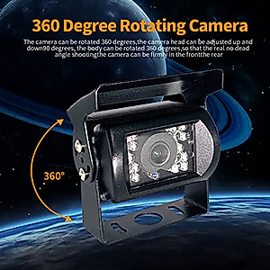 Waterproof IP68 Car Rear View Reverse Backup Camera 18 LED CCD IR Night Vision Car Rear View Reversing Parking Backup Camera for 12V 24V Bus Truck Trailer RV Pickups Motorhome Vehicle +10m RCA Cable