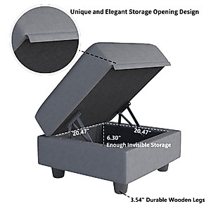 LLappuil Modular Sofa Faux Leather Fabric 102" Sectional Couch 4 Seater with Storage Seat, Modern Sectional Sofa for Living Room, Office, Dark Grey