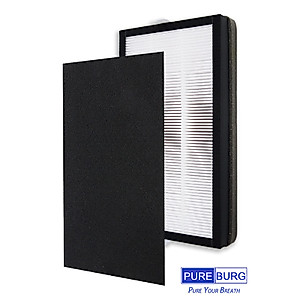 PUREBURG Replacement Filter Compatible with Filtrete F1 Filter Fits FAP-C01-F1 & FAP-T02-F1 FAPF-F2-A FAP-C01-F2 & FAP-T03-F2 Air Purifiers,2-Pack H13 HEPA + 8 Carbon Pre-Filters