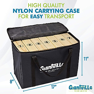 Giantville Giant Tumbling Timber Toy - Premium Pine Wood Life-Size Blocks Tower - Big Floor/Board Indoor/Outdoor Yard Game for Kids & Adults - 56-Pieces + Storage/Carry Bag - Grows to Over 5-Feet