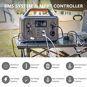 ALLWEI 300W Portable Power Station with 1 * 100W Solar Panel Included, Solar Generator 280Wh, PD60W USB, DC AC Outlet, Home Battery Backup for Camping Outdoor RV Trip Hunting Blackout CPAP